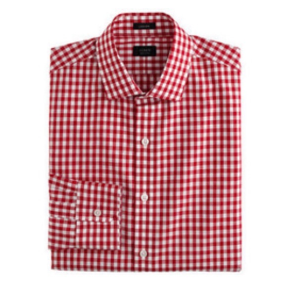 J. Crew | Shirts | J Crew Classic Red Gingham Cotton Linen Blend Ludlow ...